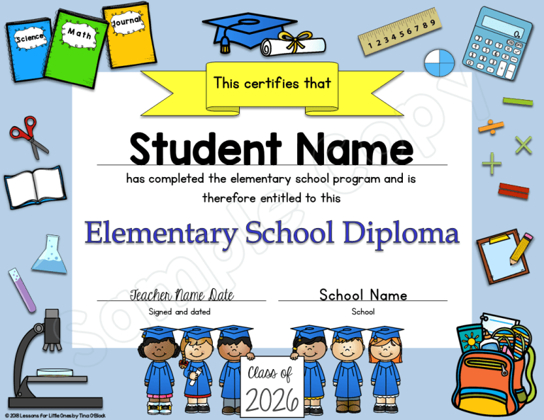 Editable Elementary School Diplomas and Certificates for Grades 1-6 ...
