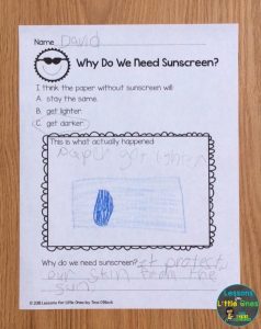 sunscreen science experiment page - Lessons for Little Ones by Tina O'Block