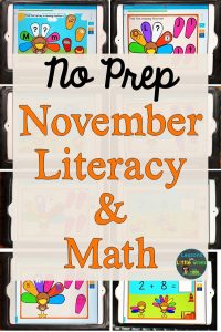 No Prep November Literacy & Math (Thanksgiving Turkey Theme)