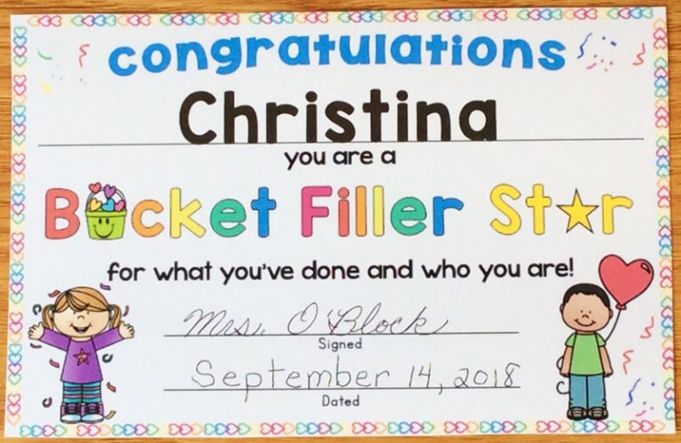 Bucket Filler Activities, Bulletin Board Idea, & Awards / Treats