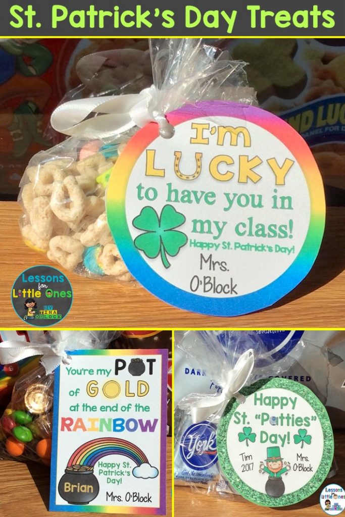 St. Patrick's Day Treats for Students, Gift Tags & Treat Bag Toppers