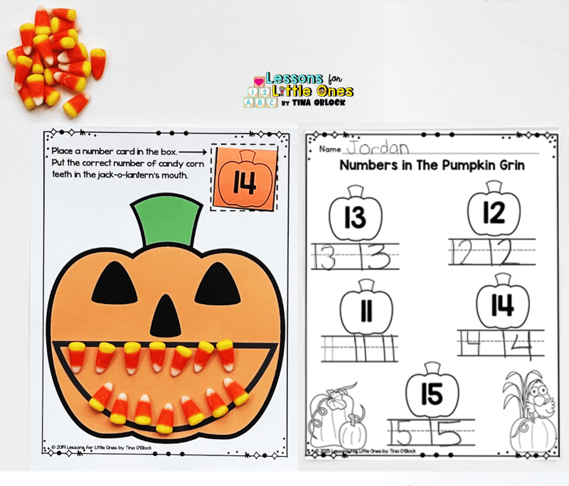 Pumpkin Math Crafts & Centers for Counting, Comparing Numbers, and Addition