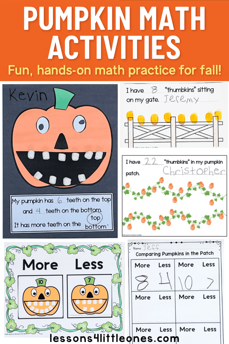 Pumpkin Math Crafts & Centers for Counting, Comparing Numbers, and Addition