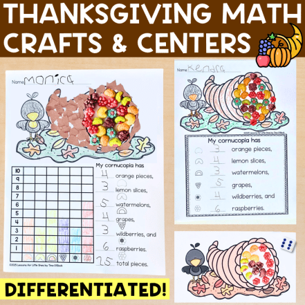 Thanksgiving Math Crafts & Centers for Counting and Graphing