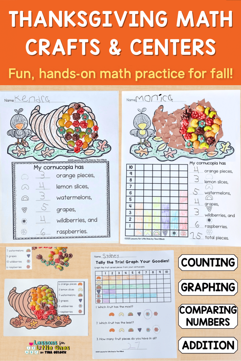 Thanksgiving Math Crafts & Centers for Counting and Graphing