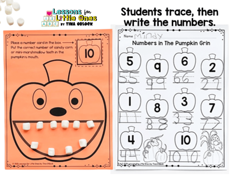 Pumpkin Math Crafts & Centers for Counting, Comparing Numbers, and Addition