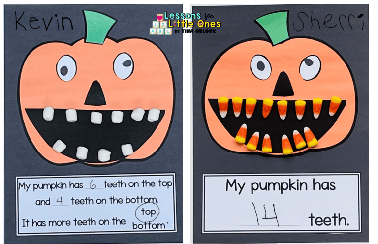 Pumpkin Math Crafts & Centers for Counting, Comparing Numbers, and Addition