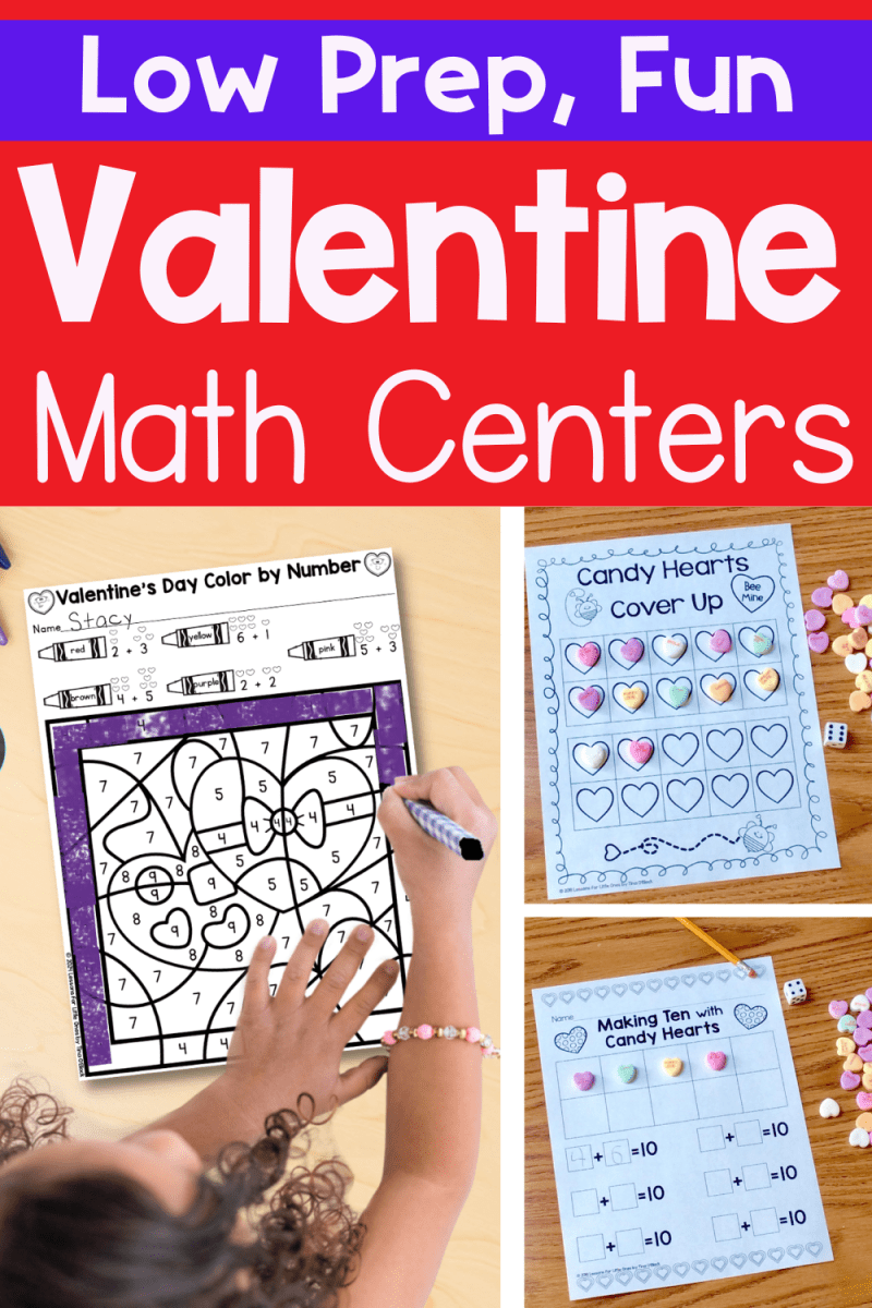 Valentine’s Day Color by Code Math Activities for Kindergarten & 1st Grade